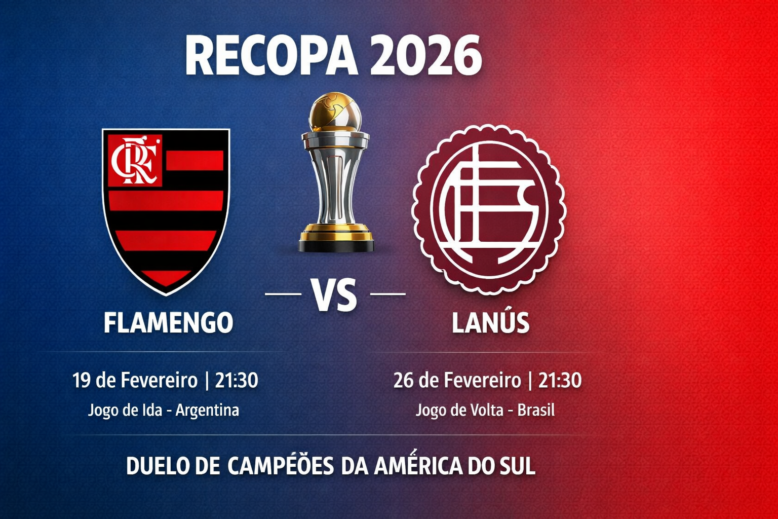 Recopa 2026: datas, horários, regulamento e times confirmados